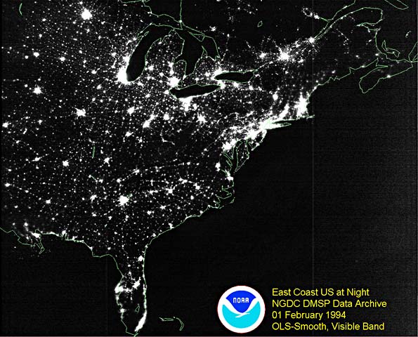 Map Of United States At Night